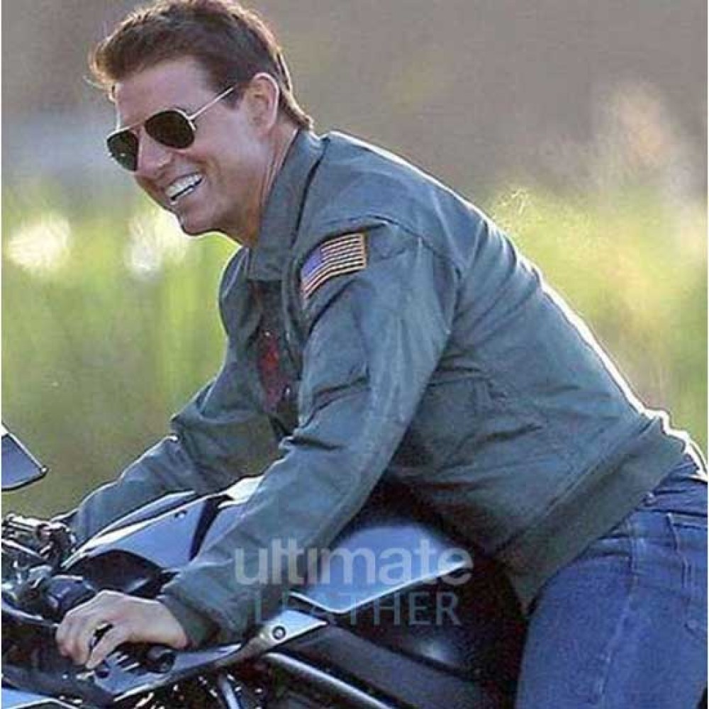 Tom Cruise Top Gun Leather Jacket | Pete Mitchell Green Jacket