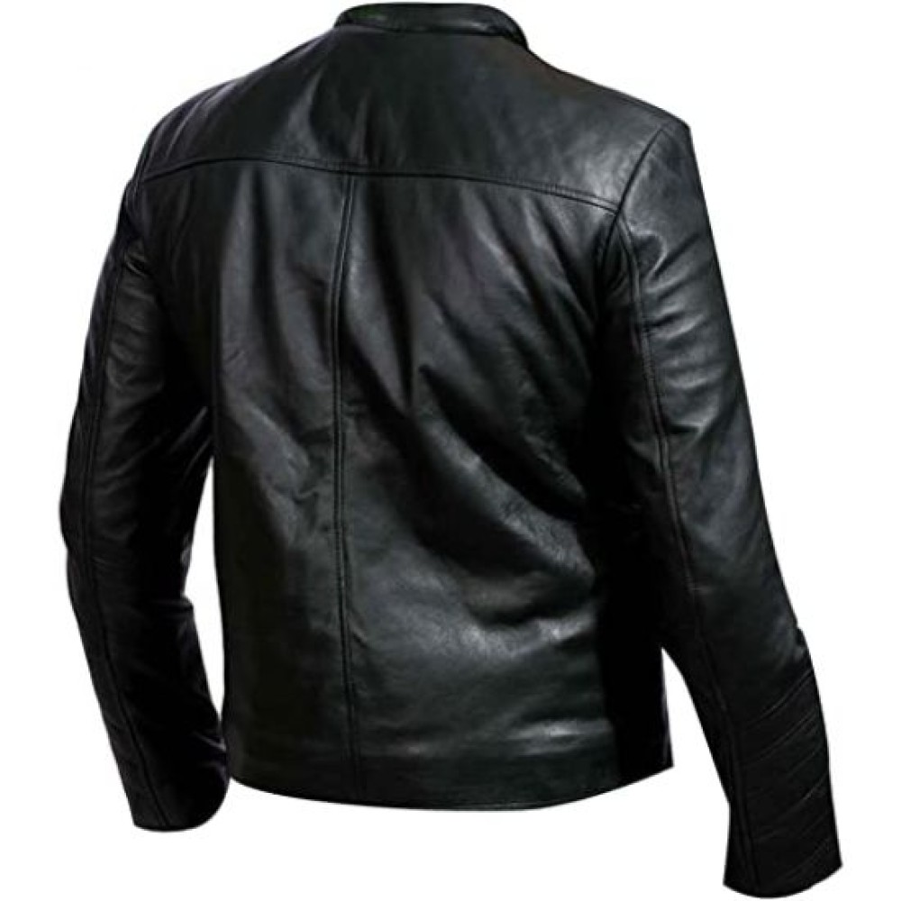 Mens Superhero Stephen Hooded Jacket | Amell Black Leather Jacket