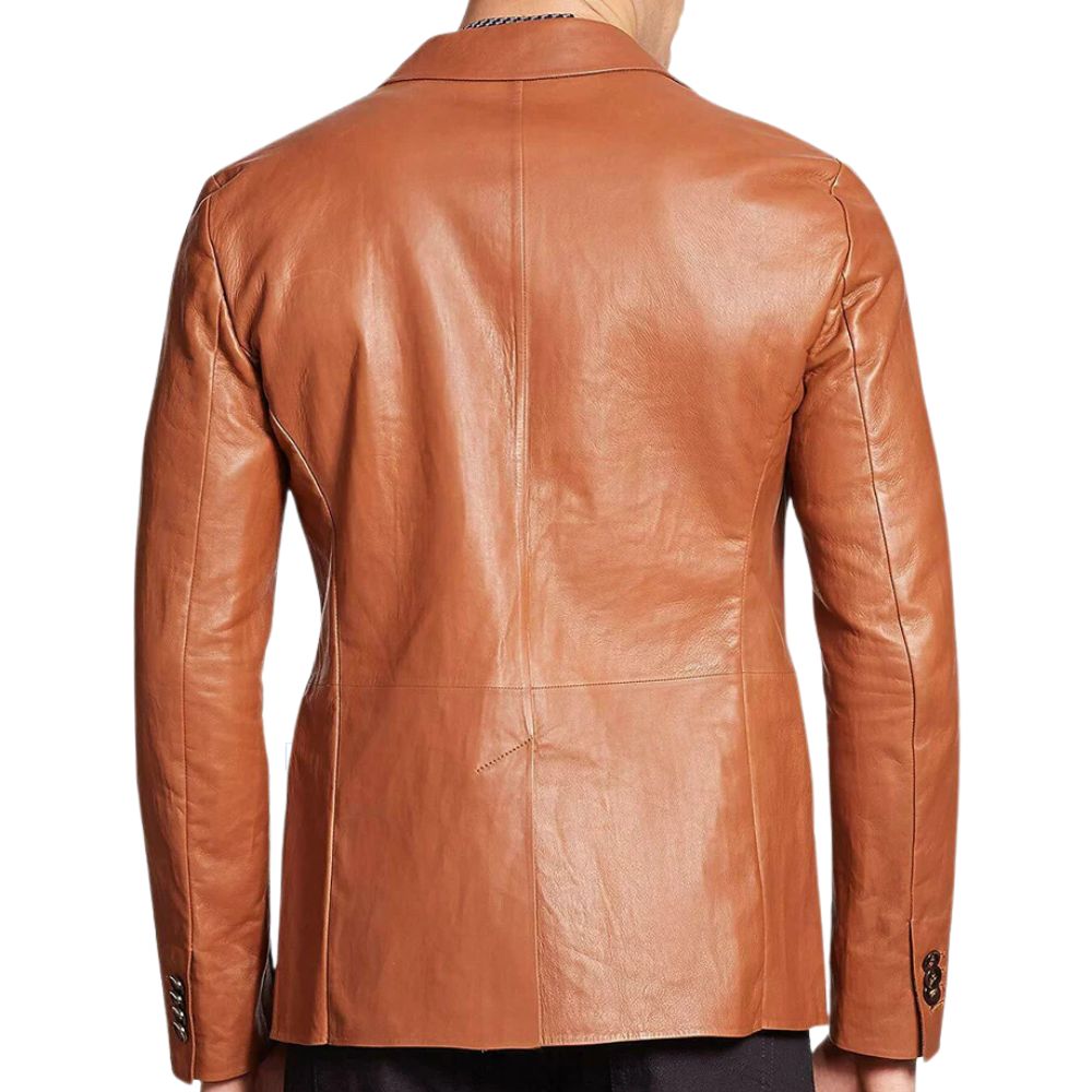 Men's Real Crafted Blazer | Men Tan Leather Blazer