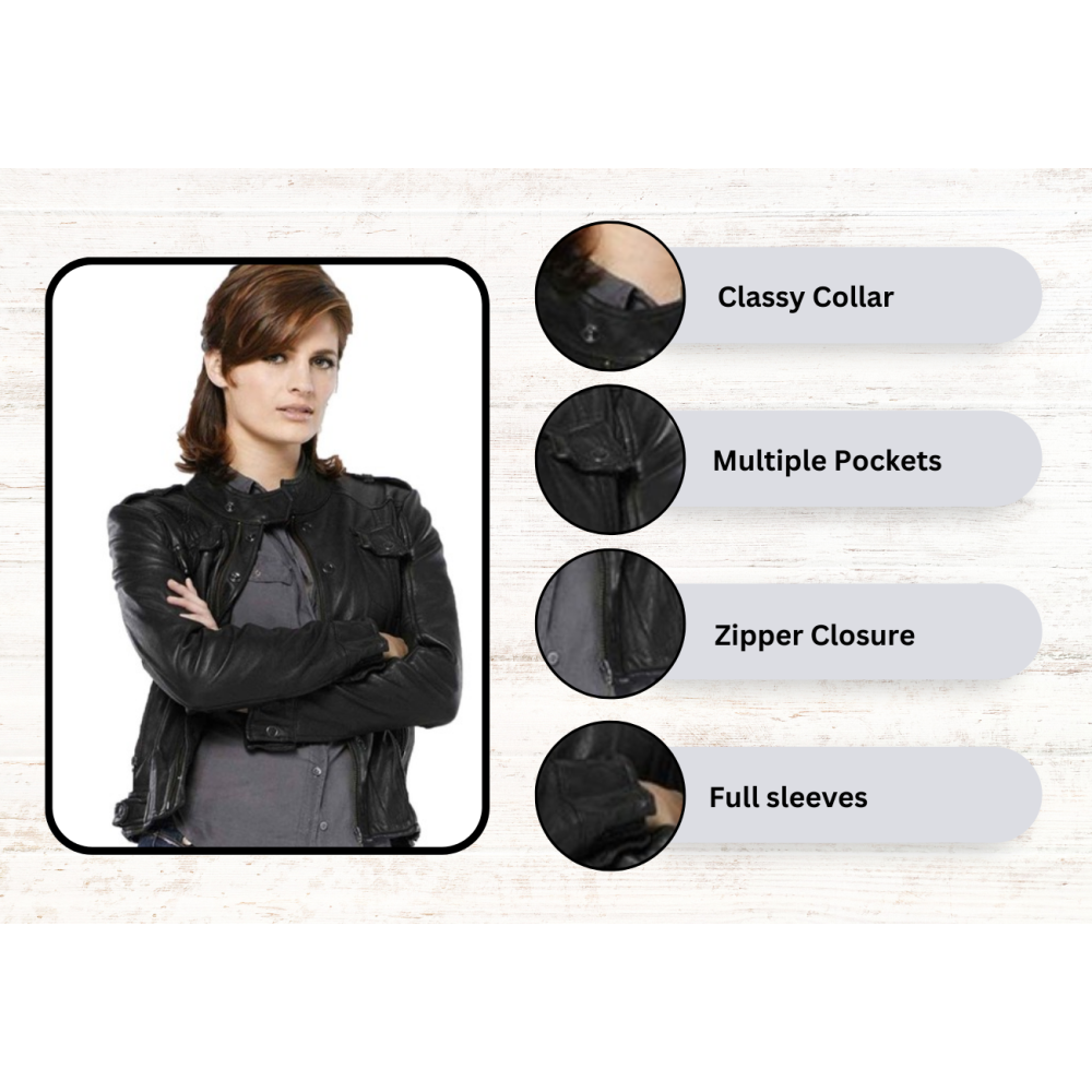 Castle Kate Beckett Leather Jacket | Stana Katic Leather Jacket